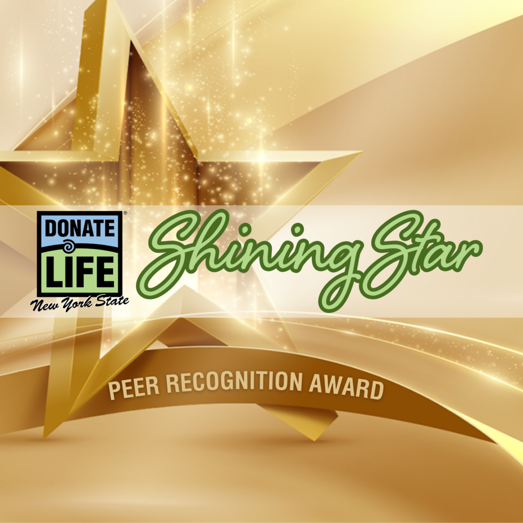 DMV "Shining Star" Peer Recognition Award - Donate Life New York State